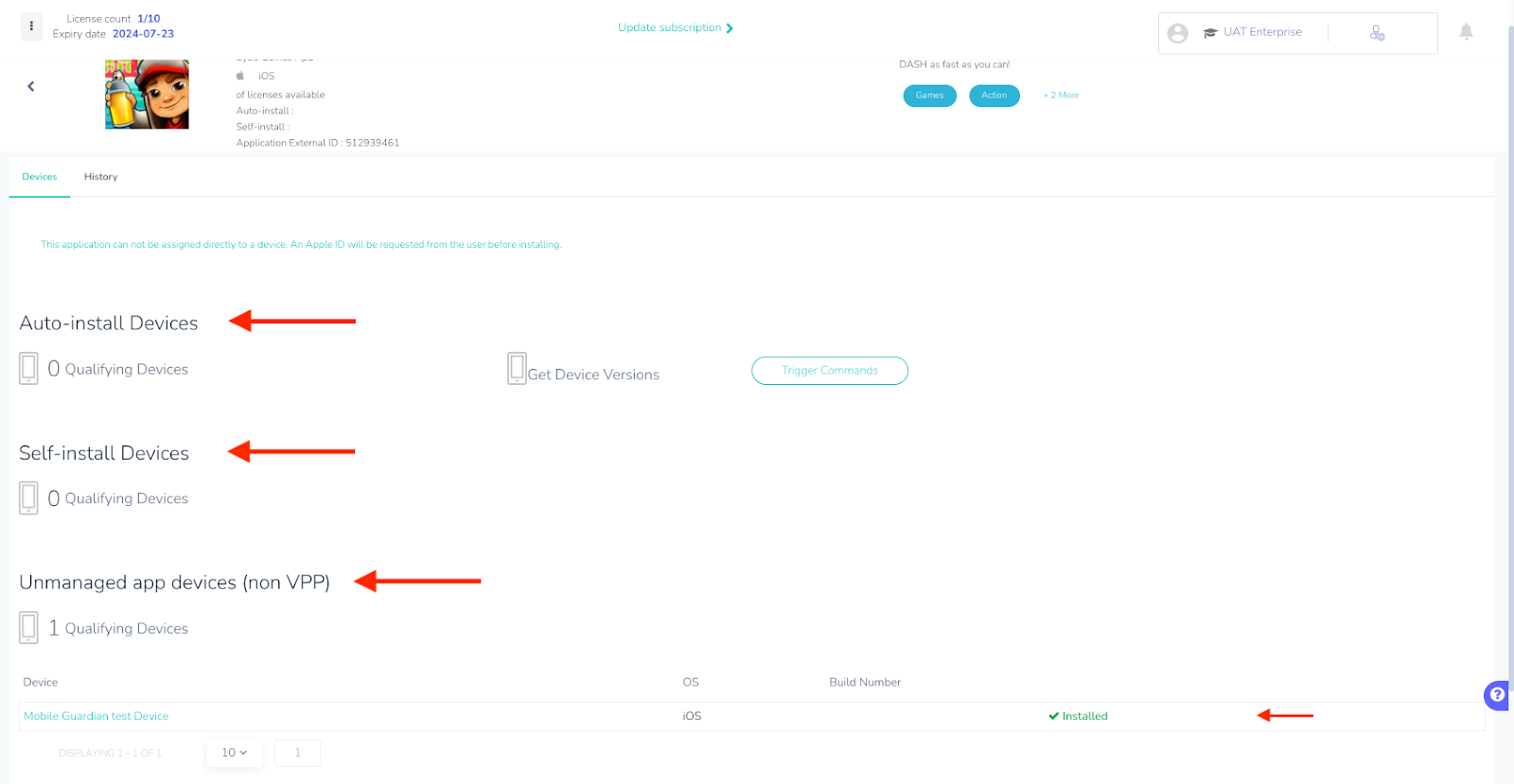 View Non Configured Applications Mobile Guardian 