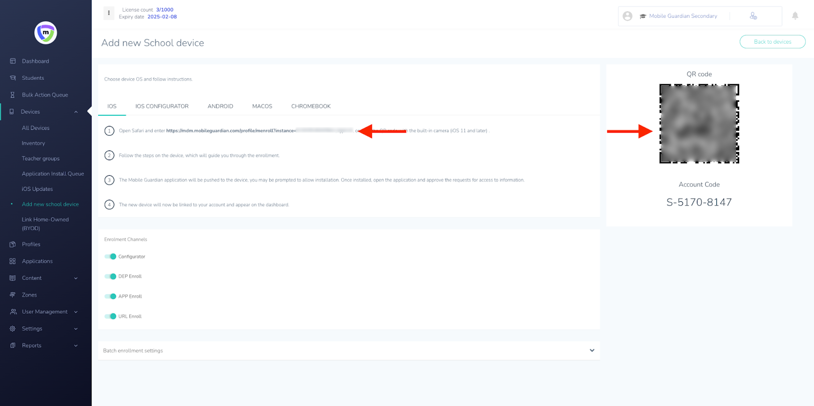 Ios Onboarding Enrolling Devices Using A Url Qr Code Mobile Guardian