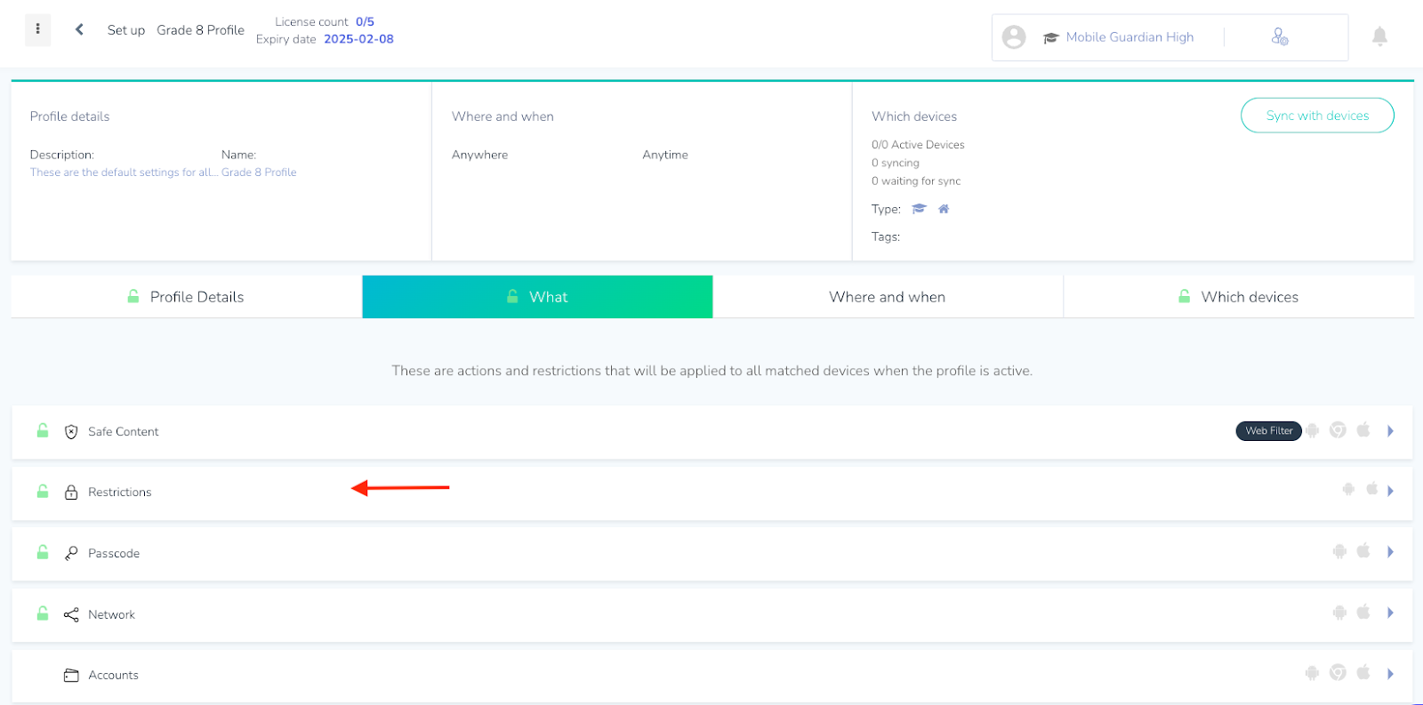 Configuring Android EMM Restrictions – Mobile Guardian Configuring Android EMM Restrictions – Mobile Guardian