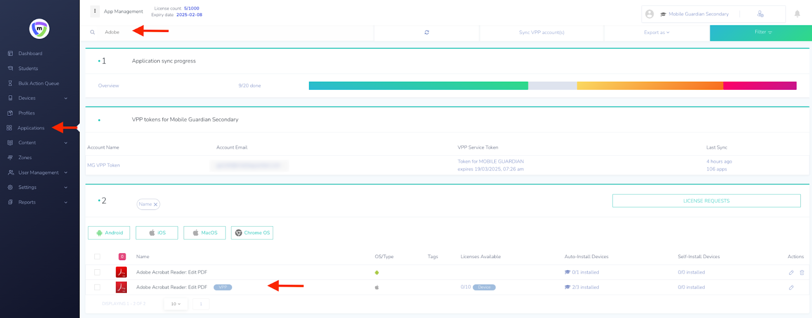 Viewing Application History in Mobile Guardian – Mobile Guardian