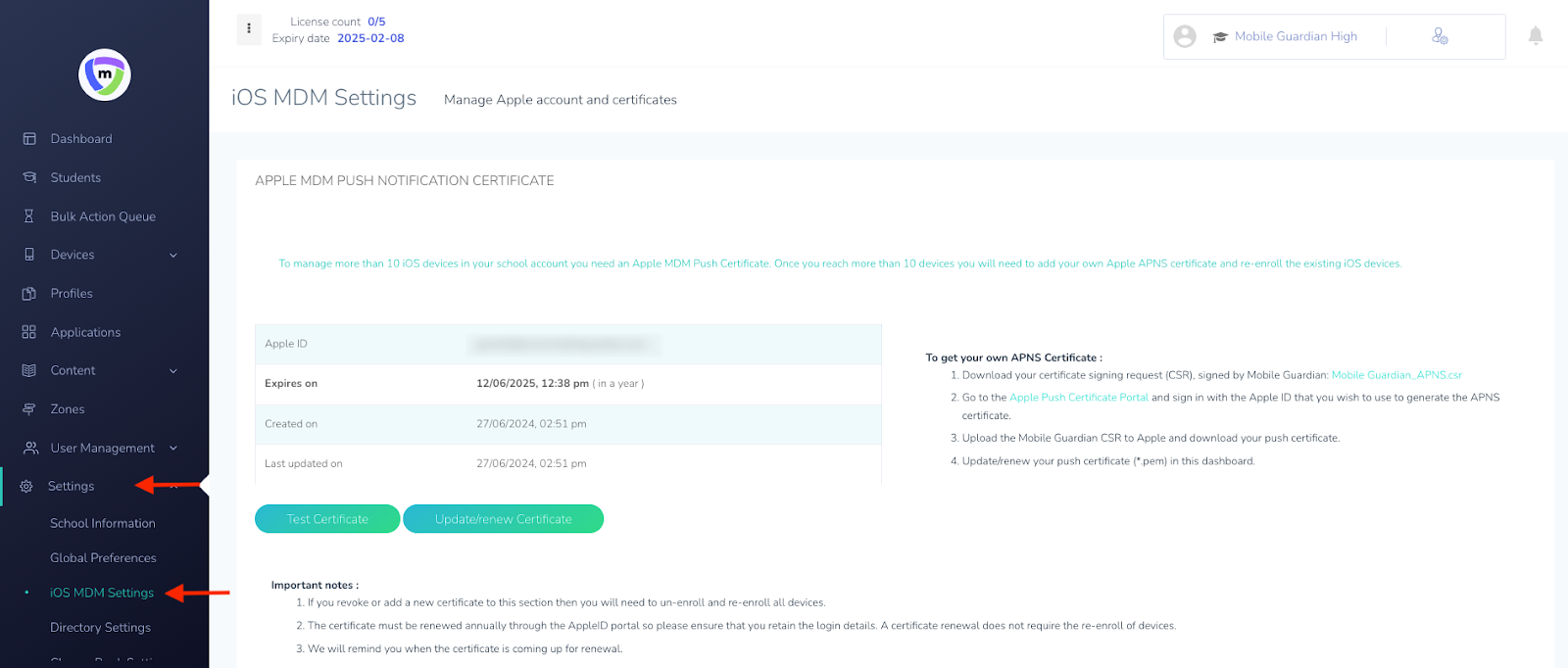 Renewing An Expiring Apns Certificate Mobile Guardian 