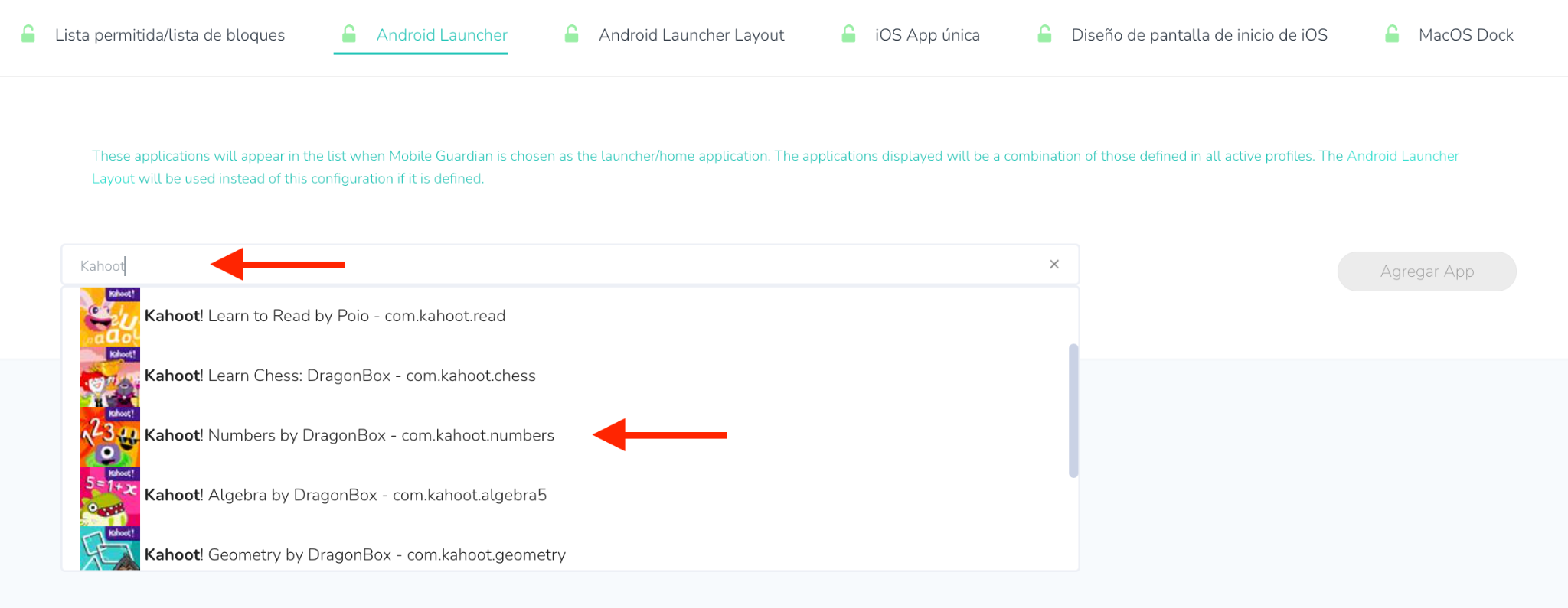 Lanzador de aplicaciones de Android – Centro de Ayuda de Mobile Guardian